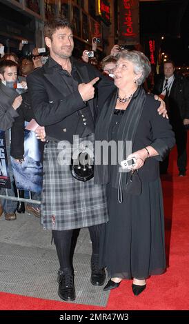 Scottish actor Gerard Butler with mother Margaret in his traditional ...