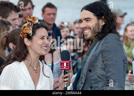 Bad boy comedian Russell Brand and actor Jonah Hill attend a photo call ...