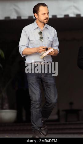 EXCLUSIVE!! Actor Giovanni Ribisi looks trim in a blue shirt and jeans ...