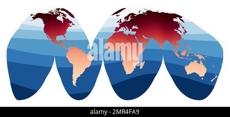 World Map. Goode's interrupted homolosine projection. Digital world ...