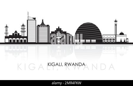 Outline Skyline panorama of city of Kigali, Rwanda - vector ...