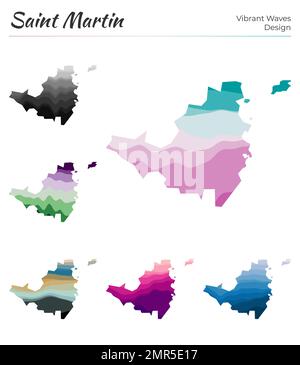 Saint Martin map. Geometric style country outline. Alive violet vector ...