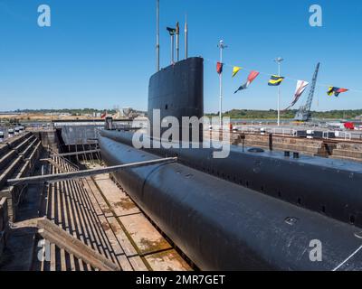 Exterior view of the submarine HMS Ocelot in the Historic Dockyard ...