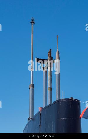View of the periscopes/masks(*) on top of the conning tower of the ...