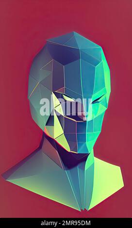 Low poly man's head 3d illustration Stock Photo - Alamy