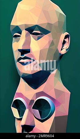 Low poly man's head 3d illustration Stock Photo - Alamy