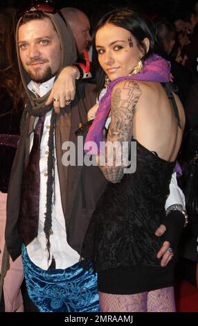 Bam Margera walks the red carpet at the premiere of "Jackass 3D" held ...