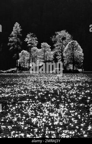 Christlieger Island with statue of St. John Nepomuk, Königssee ...