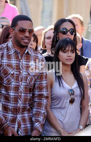 Laz Alonso and Michelle Rodriguez at James Cameron's Hollywood Walk of ...