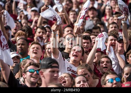 South Carolina fans cheer on their team just before tipoff of an NCAA ...