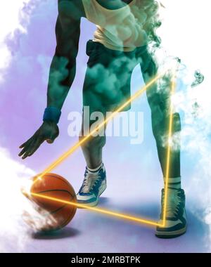 Low section of african american basketball player with ball by ...