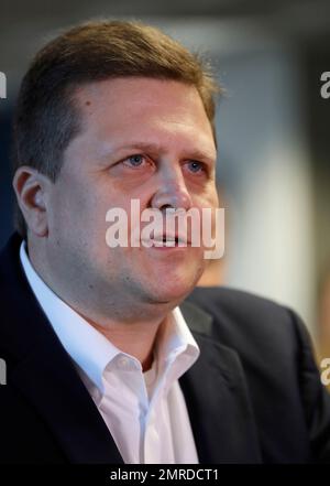 Dirk Lesko, president of Bath Iron Works attends a ship christening ...