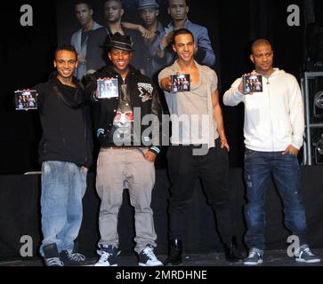 Pop foursome JLS meet fans and sign copies of their new album "Outta ...