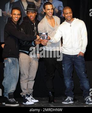 Pop foursome JLS meet fans and sign copies of their new album "Outta ...