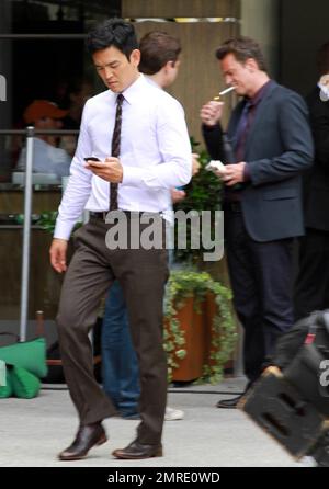 EXCLUSIVE!! John Cho and Matthew Perry film scenes for "Go On" on set ...