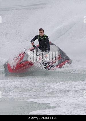 Justin Timberlake speeds around the ocean on a jet-ski while filming a ...