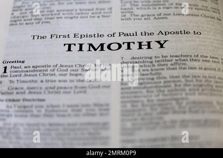 A closeup of "The First Epistle of Paul the Apostle to the Corinthians ...