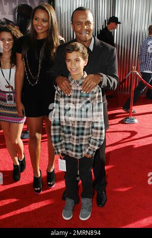 Sugar Ray Leonard & Family at the "Real Steel" World Premiere held at ...
