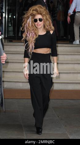 Lady Gaga was spotted leaving her London hotel wearing a conservative ...