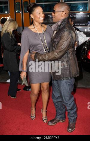 Jamie Foxx and Sanna Lathan at the premiere of Law Abiding Citizen at ...