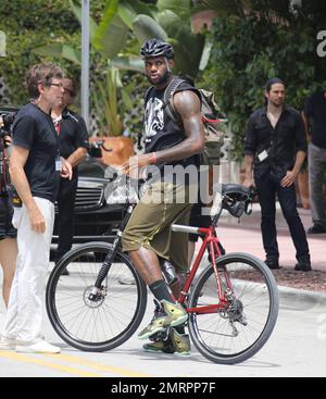 Lebron James films a commercial with a pretty blonde on Ocean Drive in ...