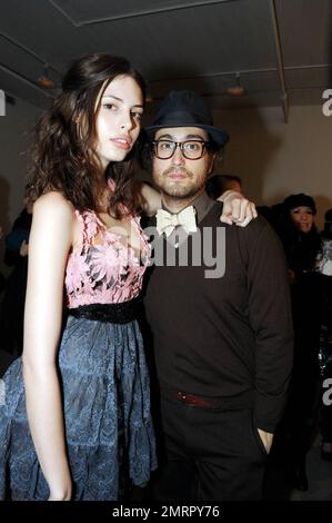Sean Lennon and girlfriend Kemp Muhl attend the ThreeASFOUR fashion ...