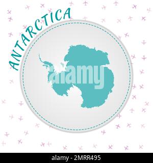 Antarctica map. Poster with map of the continent in retro color palette ...