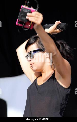 Pop star Lily Allen performs live at V Fest in London, UK. 8/22/09 ...
