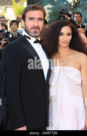 Eric Cantona and wife Rachida Brakni attends the premiere of "Looking ...