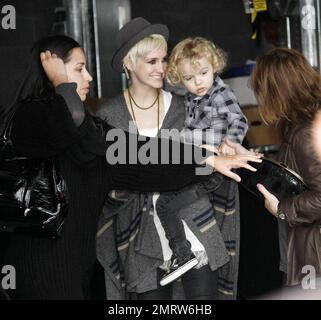 Ashlee Simpson and son Bronx outside of Siren Studios for the launch ...