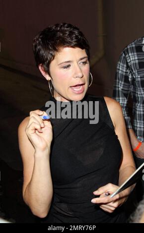 Maura Tierney signs autographs for fans as she leaves the "Jimmy Kimmel ...
