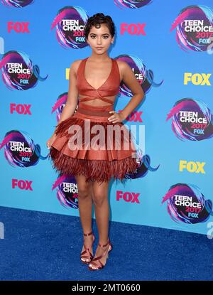 Isabela Moner arrives at the Teen Choice Awards at the Galen Center on ...