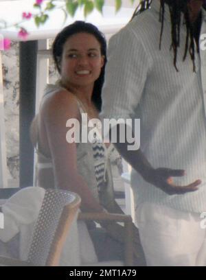 EXCLUSIVE!! Michelle Rodriguez wears a cut out one-piece swim suit as ...