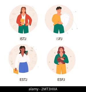 Set of sentinels MBTI person types. Socionics mbti. Personality test ...