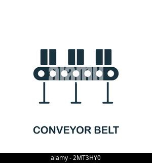 Conveyor belt icon. Monochrome simple sign from construction ...