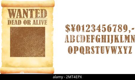 Grunged wanted paper template vector illustration ( text editable Stock ...