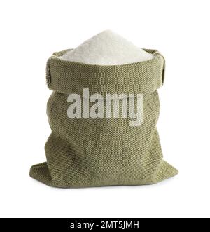 Sack bag with sugar on color background Stock Photo - Alamy