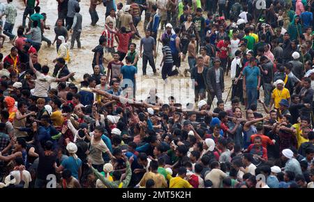Indian Pnar or Jaintia tribesmen carry 'Rongs' or chariots through ...