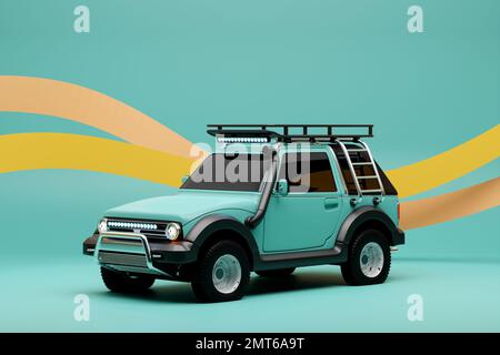 A powerful blue Off-road car 4x4, safari, expedition off-roader, front ...