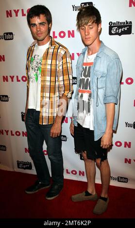 Actor Reid Ewing (L) arrives at NYLON Magazine's party celebrating ...