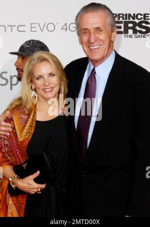 Pat Riley and wife Christine walk the red carpet at the Los Angeles ...