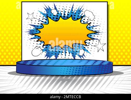 Comics scene pedestal. Comic Book product podium stage. Abstract ...