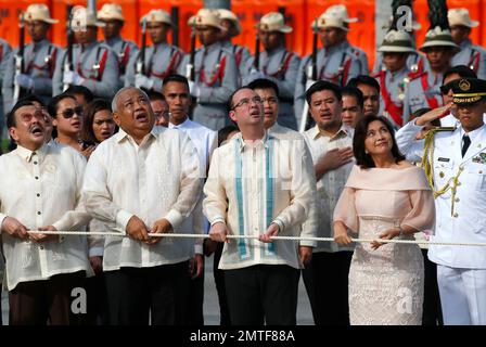 Executive Secretary Salvador Medialdea, right, delivers his speech ...