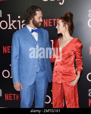 Actor T.J. Miller, left, and Kate Miller attend the premiere of Netflix ...
