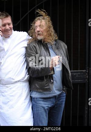 Rock legend and Led Zeppelin frontman Robert Plant has a laugh with a ...