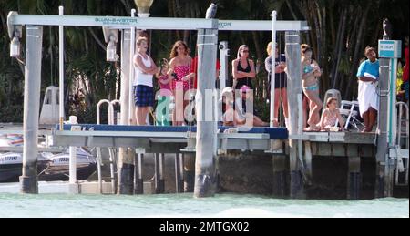 Rosie O'Donnell watches with a large crowd of people as Miami Dade Fire ...