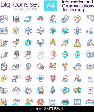 ICT in education industry onboarding mobile app screens set Stock ...