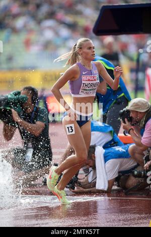 Elise THORNER participating in the 3000m steeplechase of the European ...