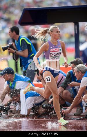 Elise THORNER participating in the 3000m steeplechase of the European ...