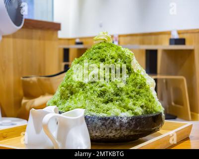 Close up shot of Matcha shaved ice at Taipei, Taiwan Stock Photo - Alamy